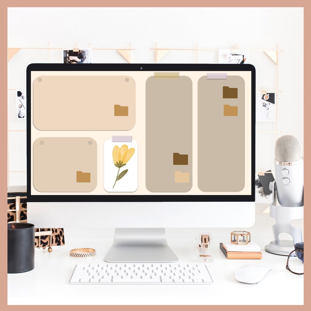 Mac & Windows Desktop Organizer | Boho Beige Digital Wallpapers ...