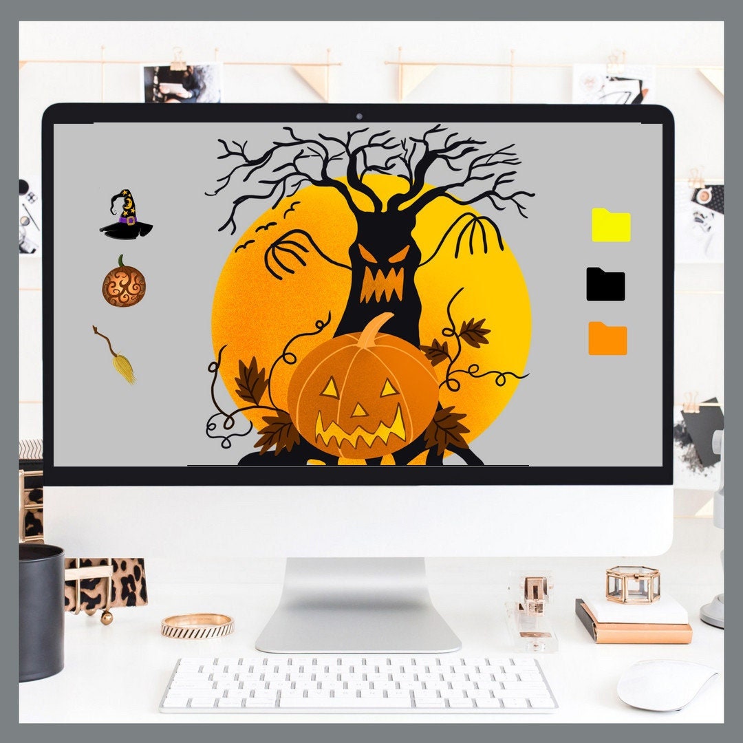 4 Halloween Scenes Computer Backgrounds Desktop Wallpaper - Etsy