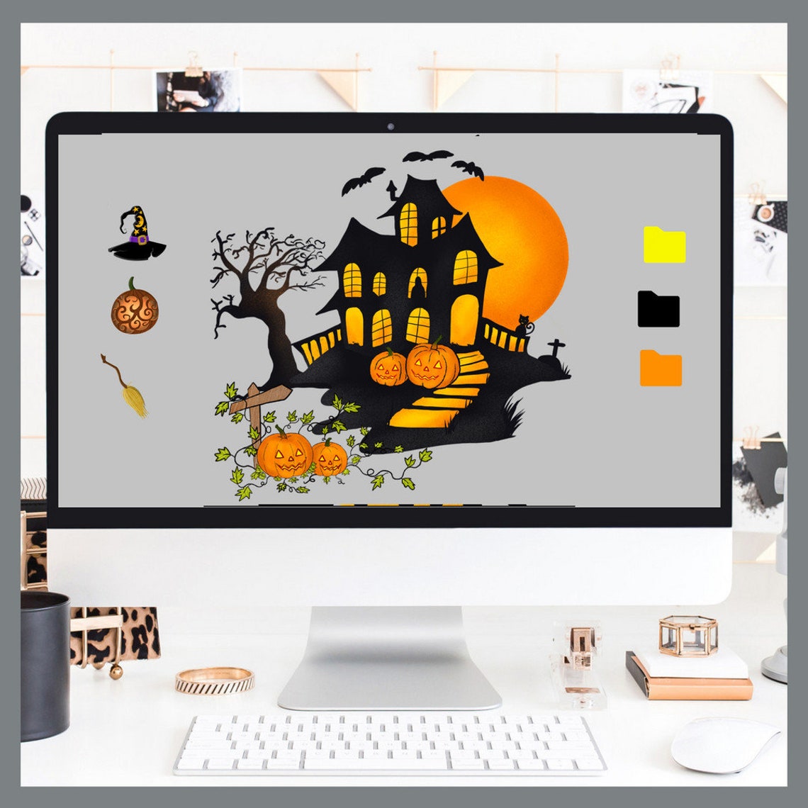 4 Halloween Scenes Computer Backgrounds Desktop Wallpaper - Etsy