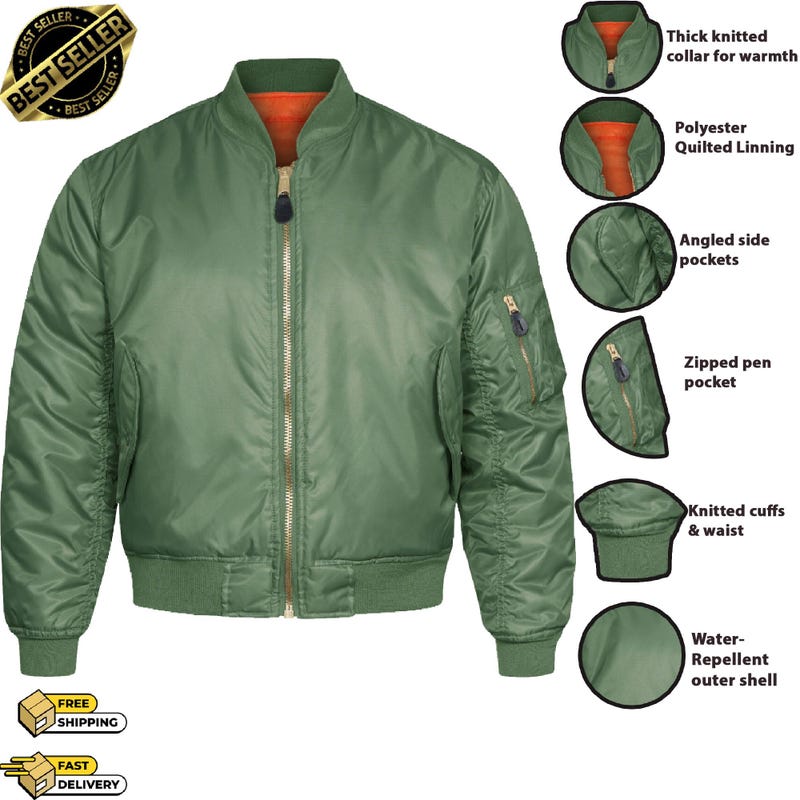 Leather Ma1 Bomber Jacket - Etsy