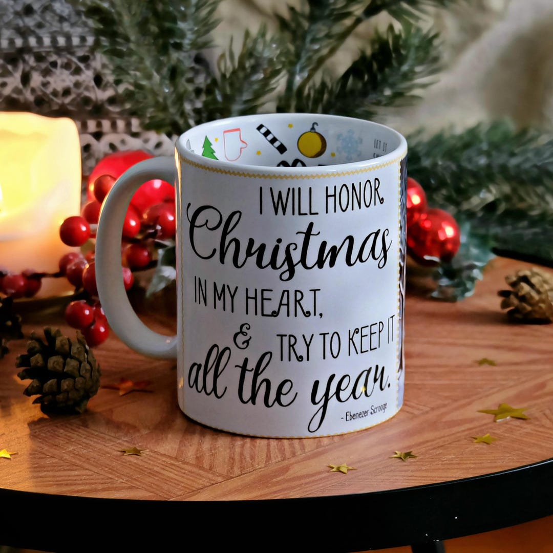 Christmas Mug With Ebenezer Scrooge Quote & Victorian Winter Idyll ...