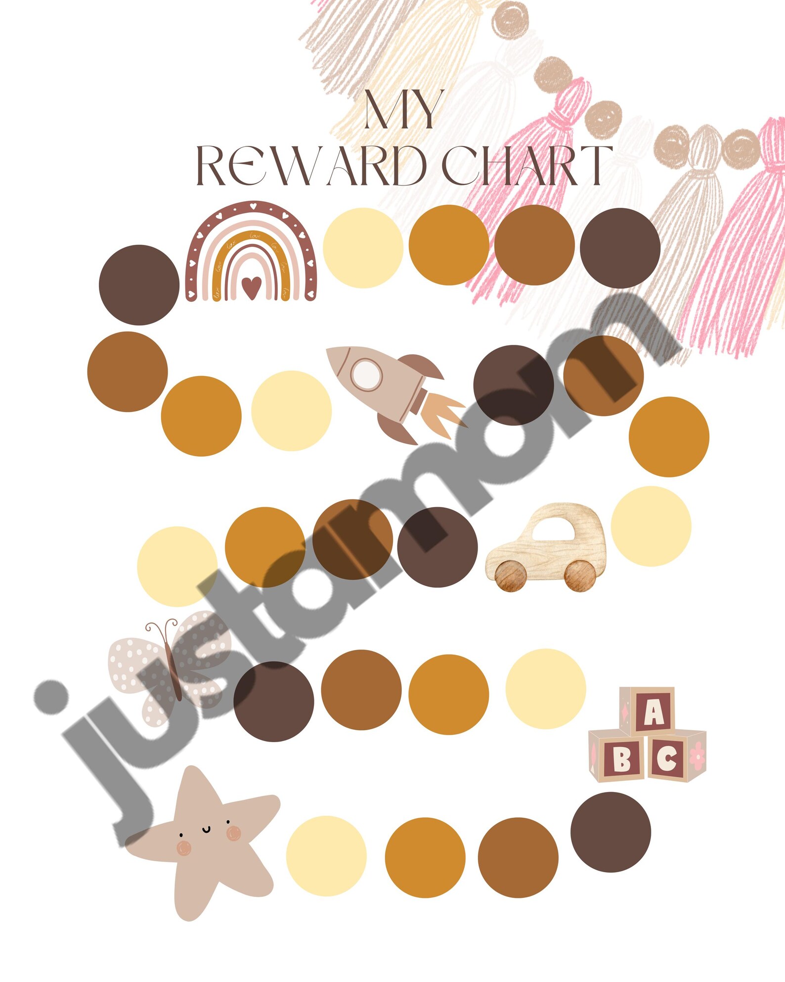 Reward Chart for Kids, Theme Boho, Potty Training Chart, Behavioral ...