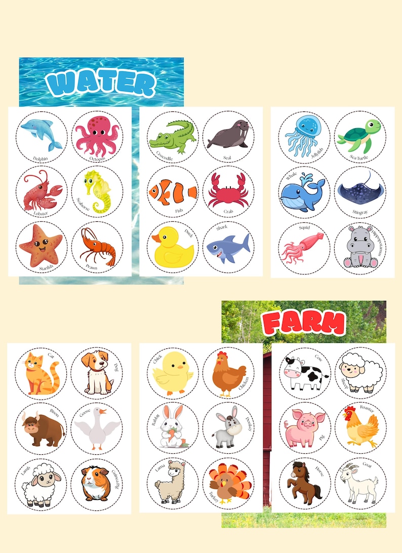 Animal Sorting Activity: Jungle, Farm & Water Animals Printable - Etsy ...