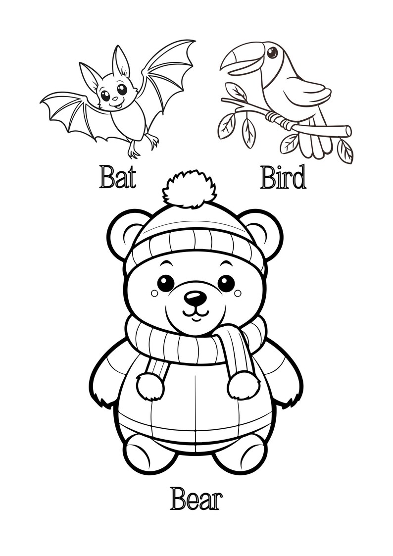 Animal Alphabet Coloring Pages: ABC Printable Activity for Kids (PDF ...