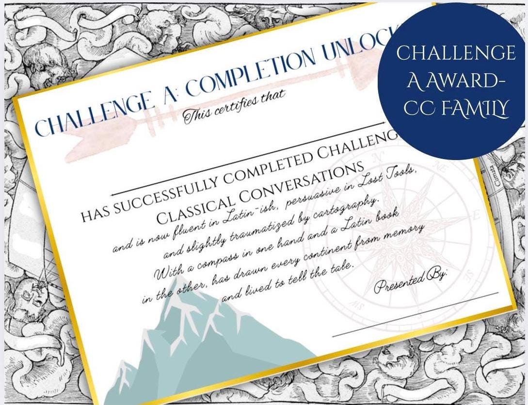 Challenge A Completion Certificate | Classical Conversations Award ...