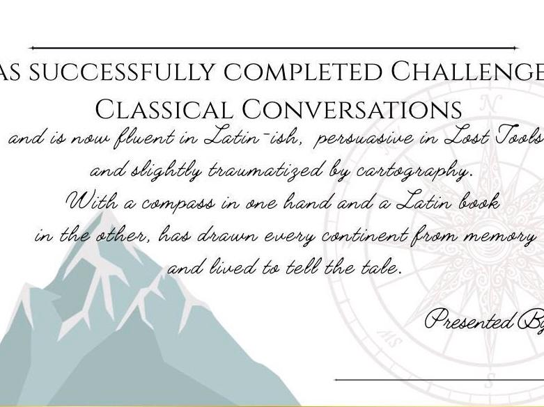 Challenge A Completion Certificate: Classical Conversations Homeschool ...