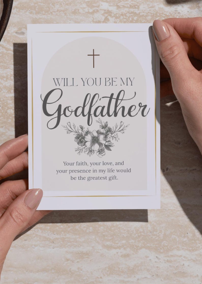 Godfather Proposal Card: Catholic Baptism Gift for Boy (digital ...