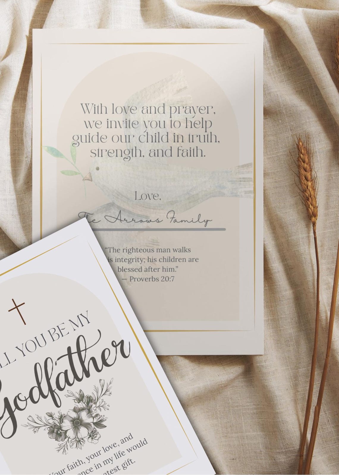 Godfather Proposal Card: Catholic Baptism Gift for Boy (digital ...