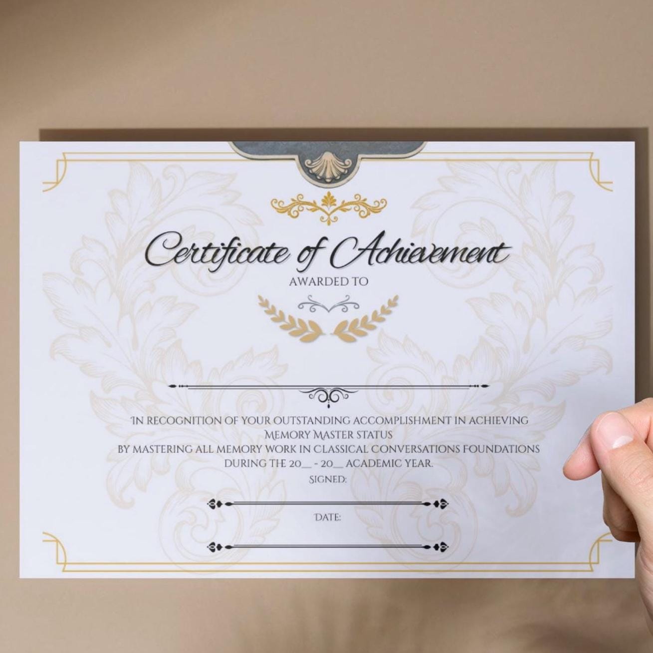 Memory Master Certificate Printable PDF | Classical Conversations Award ...