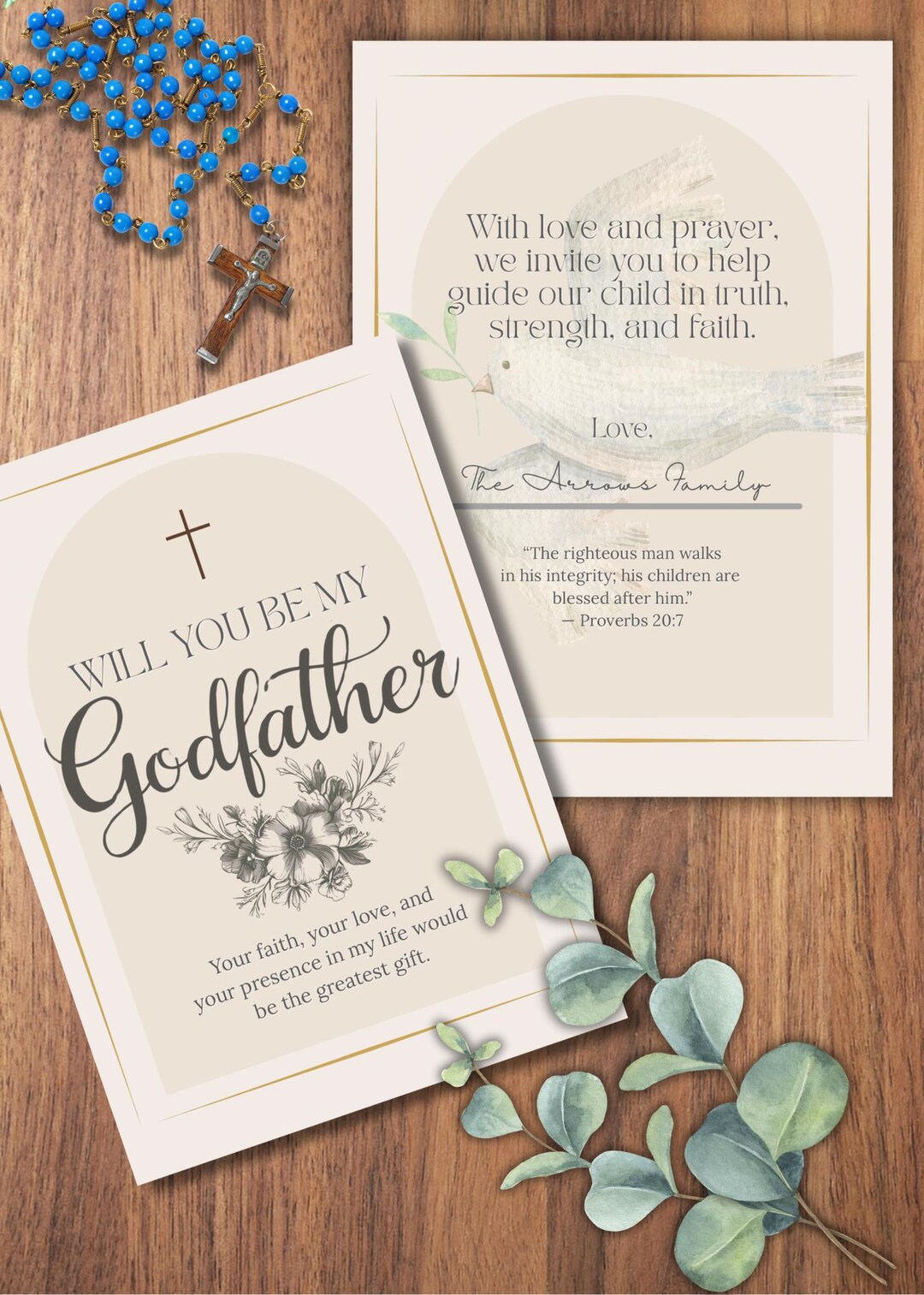 Godfather Proposal Card: Catholic Baptism Gift for Boy (digital ...