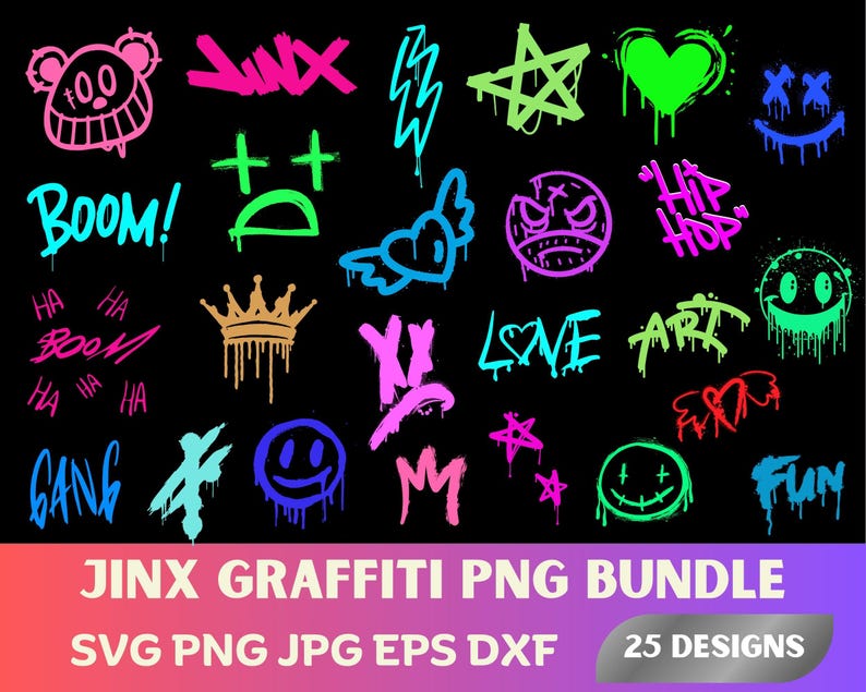 Jinx Graffiti Horror SVG Bundle: Cricut & Sublimation Designs (digital ...