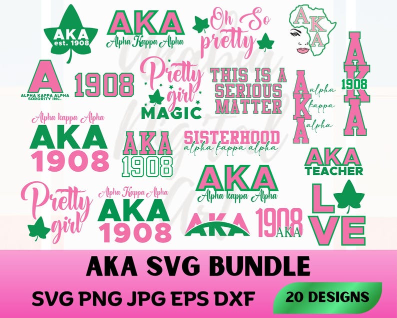 Aka Svg, Aka Svg Bundle, Aka Png, Alpha Kappa Alpha Svg, 1908 Svg, Aka ...