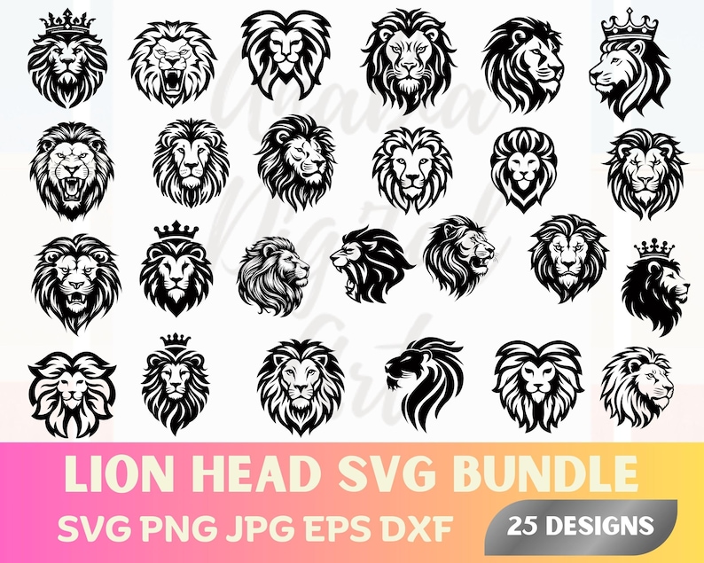 Lion Head SVG Bundle: King of the Jungle Clipart (digital Download - Etsy