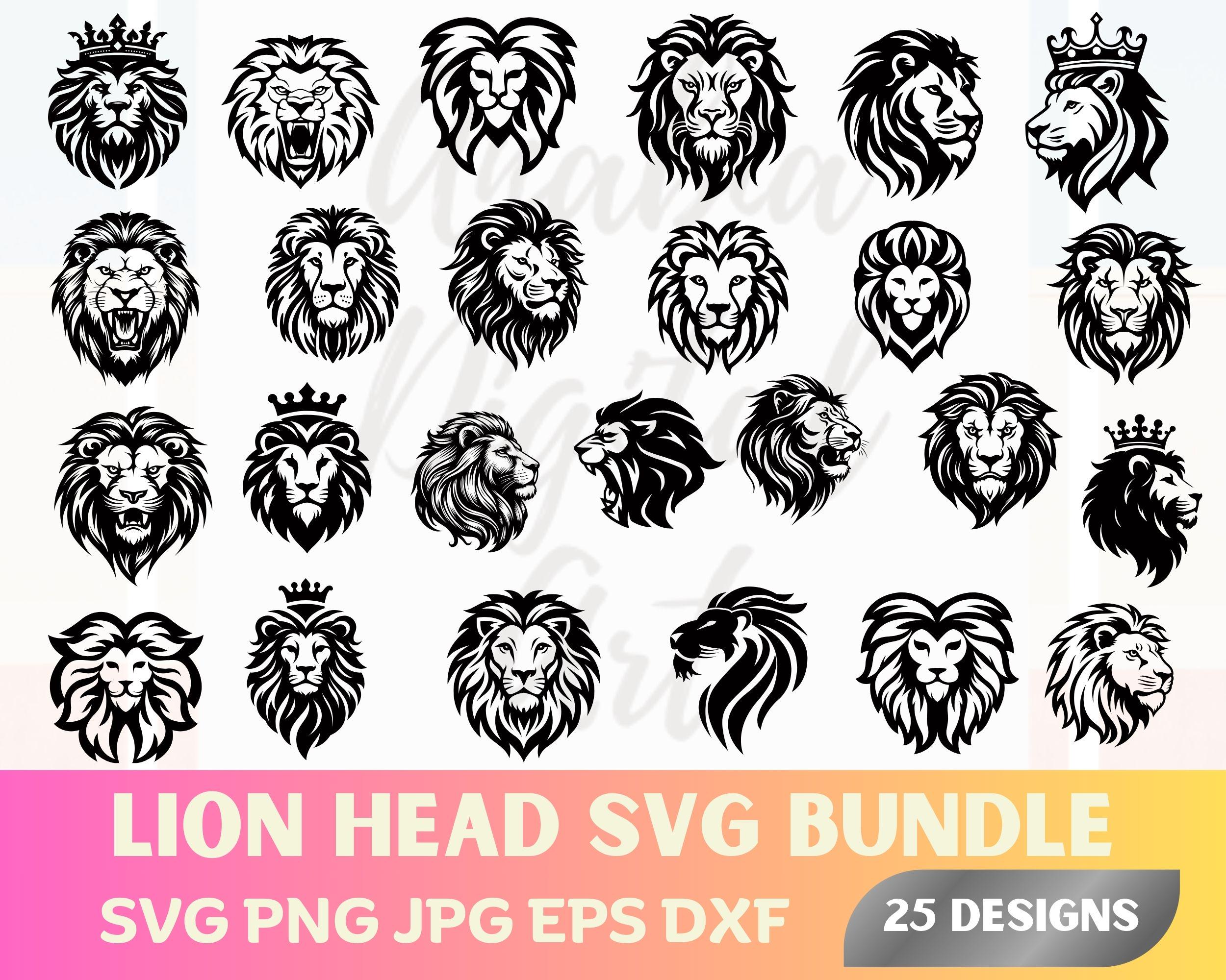 Lion Head SVG Bundle: King of the Jungle Clipart (digital Download - Etsy