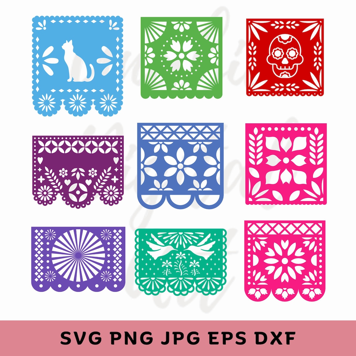 Papel Picado Svg, Papel Picado Clipart, Mexican Art Svg, Papel Picado ...