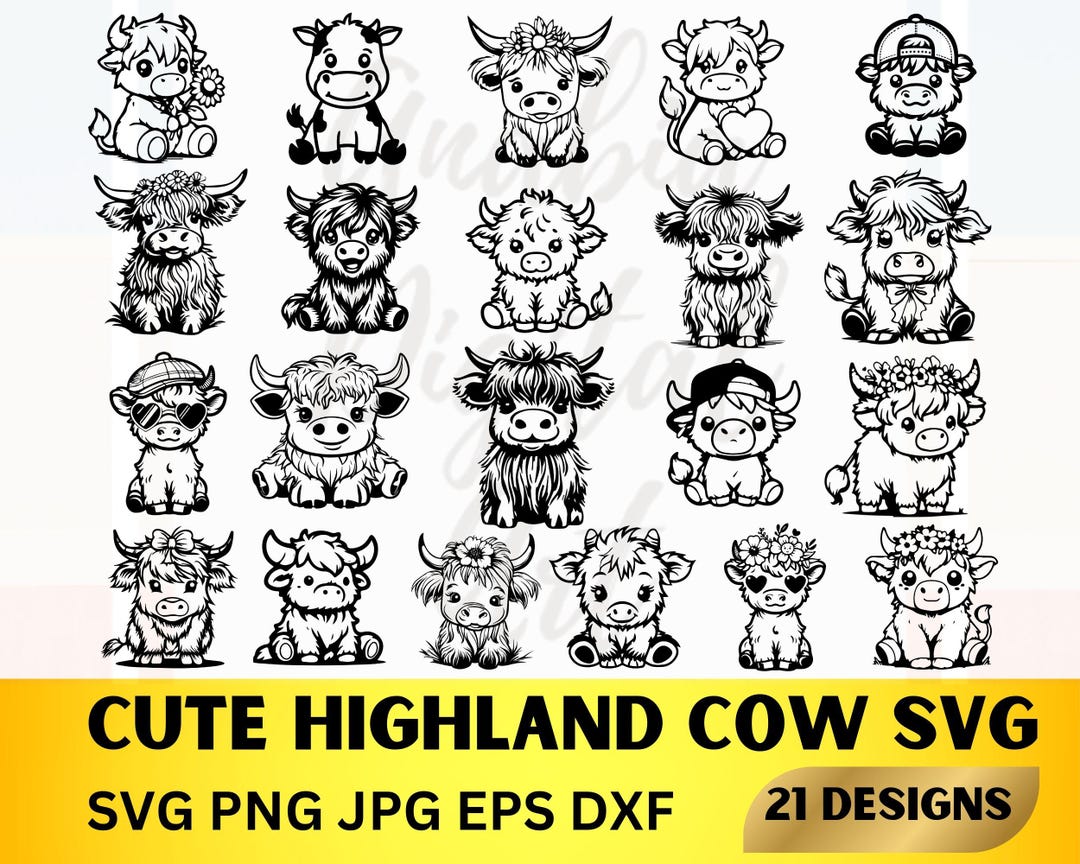 Cute Highland Cow Svg Bundle, Highland Cow Svg Files, Cow Svg Png ...