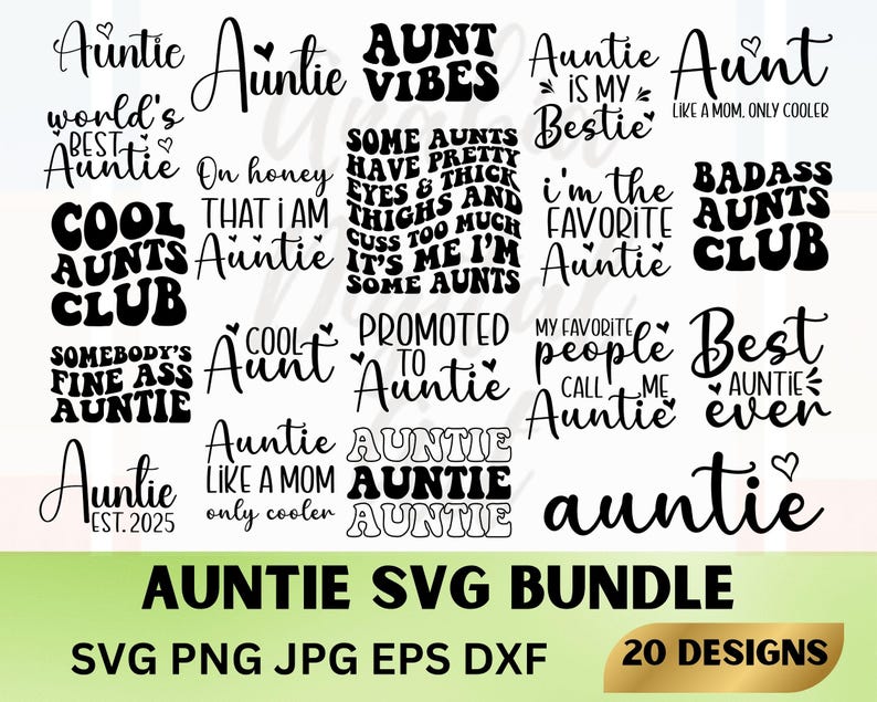 Aunt SVG Bundle, Retro Auntie Designs (digital Download) - Etsy