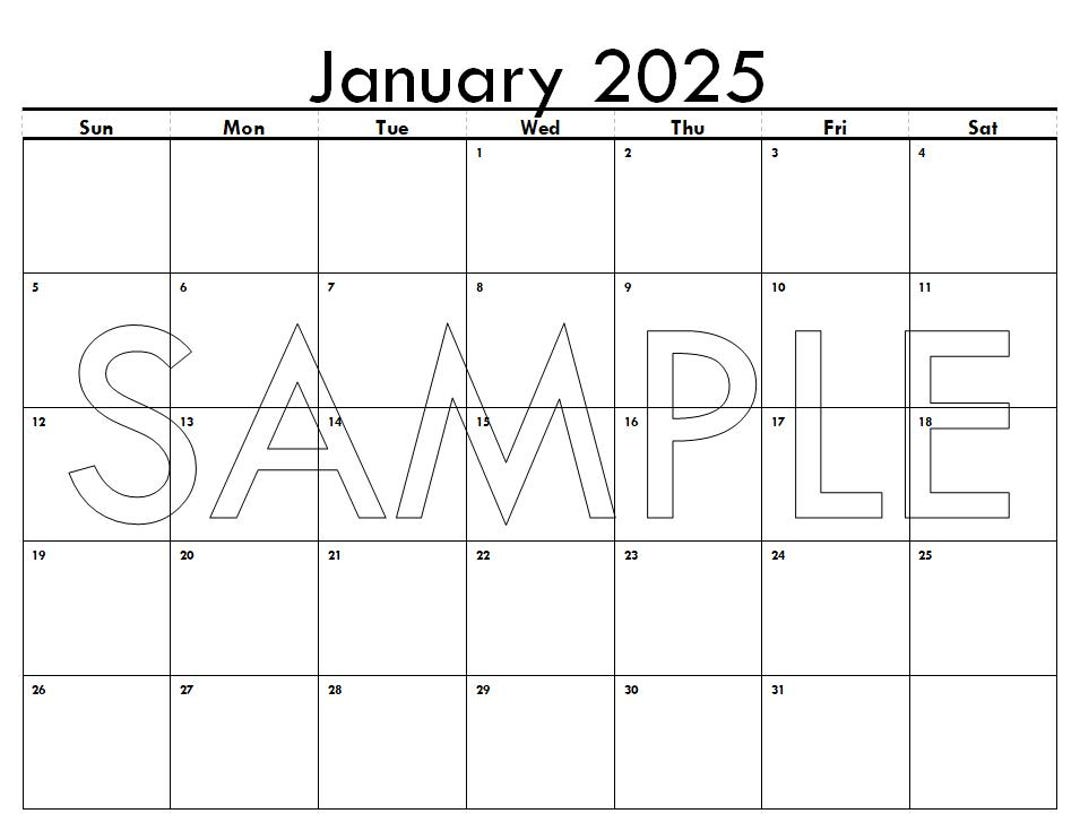2025 Monthly Calendar, Horizontal, Landscape, Minimalist Calendar ...