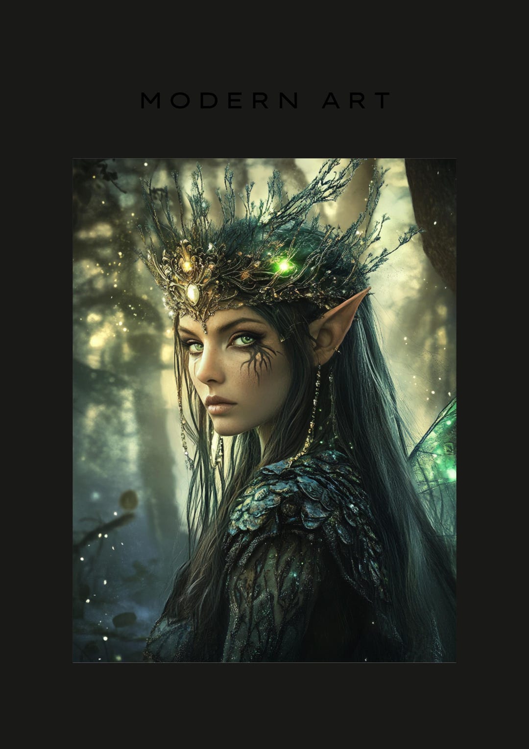 Mystical Elf Queen Fantasy Portrait – Enchanted Forest Fairy Digital ...