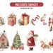 Watercolor Christmas Clipart, Classic Christmas Illustrations, Cute ...