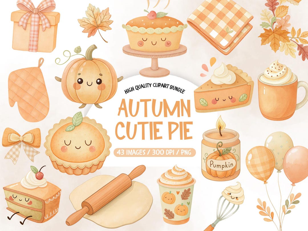 Pumpkin Pie Clipart, Cute Autumn Pie Pngs, Thanksgiving Pie Clipart ...
