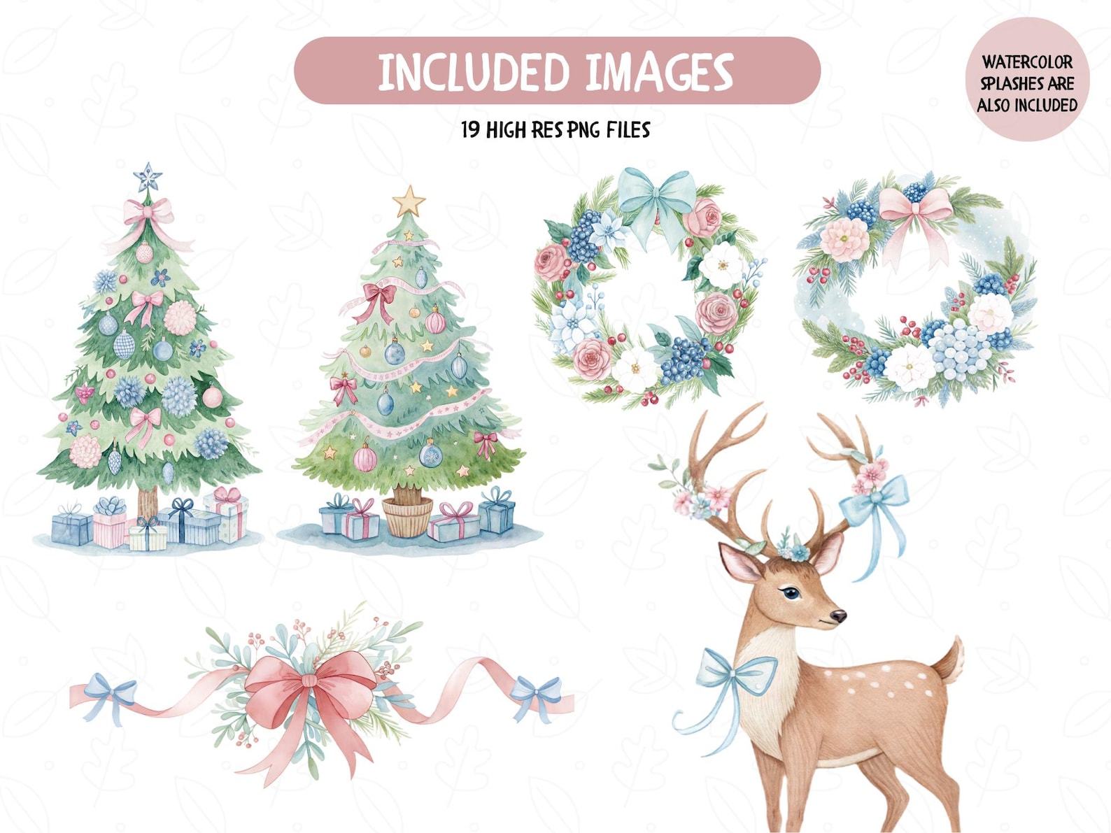 Preppy Christmas Clipart, Watercolor Christmas Clipart, Cute Christmas ...