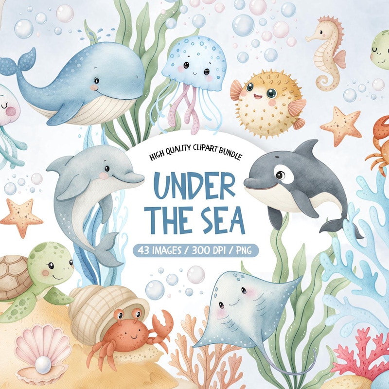 Sea Animals Drawing - Etsy New Zealand