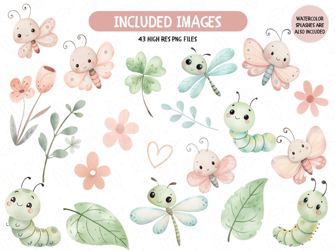 Cute Little Love Bugs Clipart, Insects Clipart, Spring Clip Art Bundle ...
