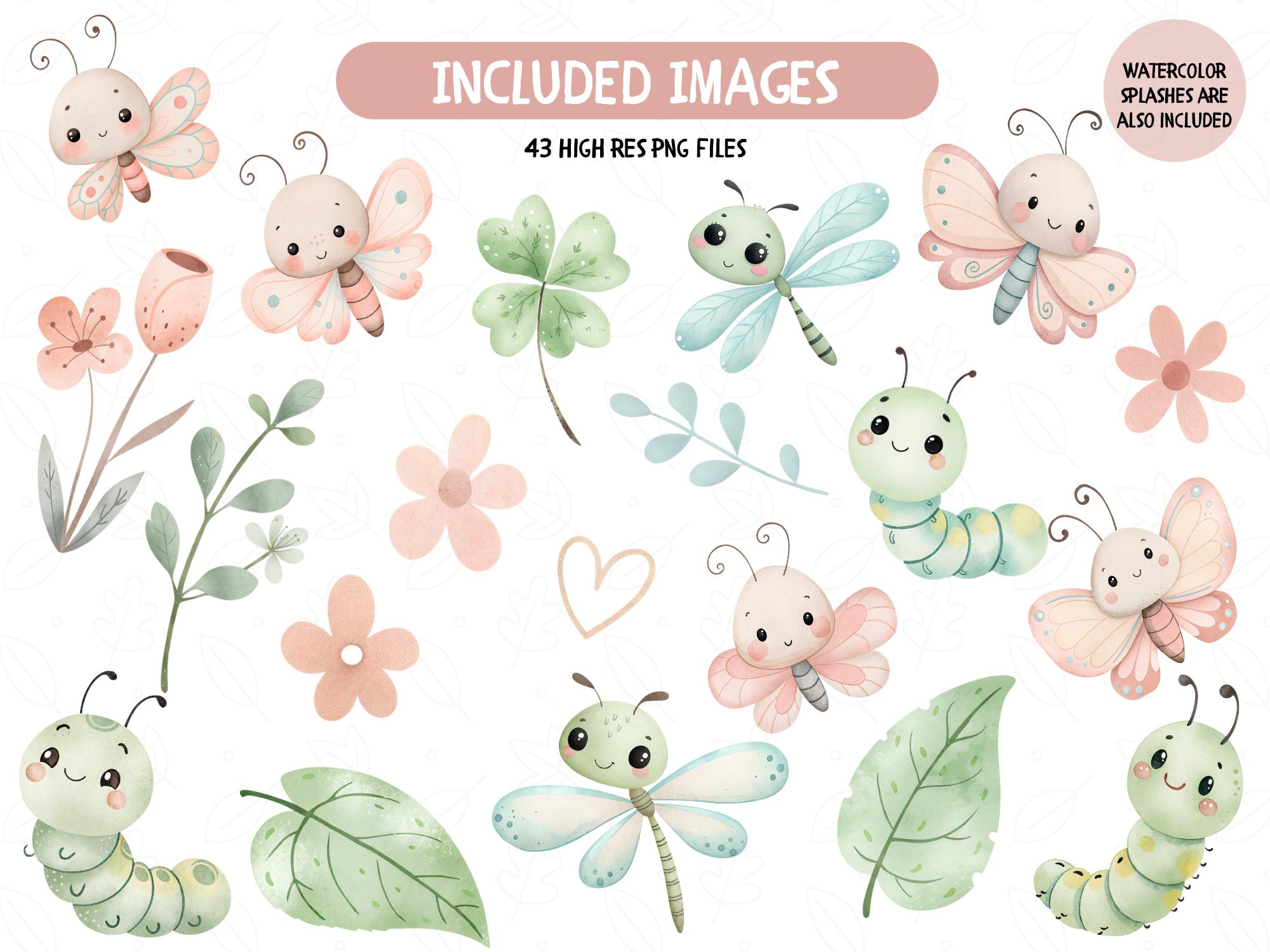 Cute Little Love Bugs Clipart, Insects Clipart, Spring Clip Art Bundle ...