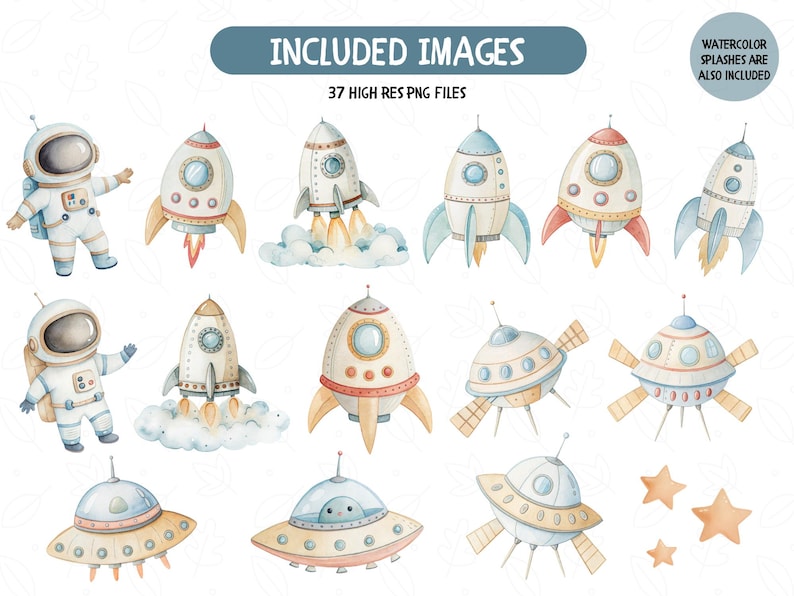 Astronaut Clipart Set: Space Explorers, Planets, Rockets (PNG ...