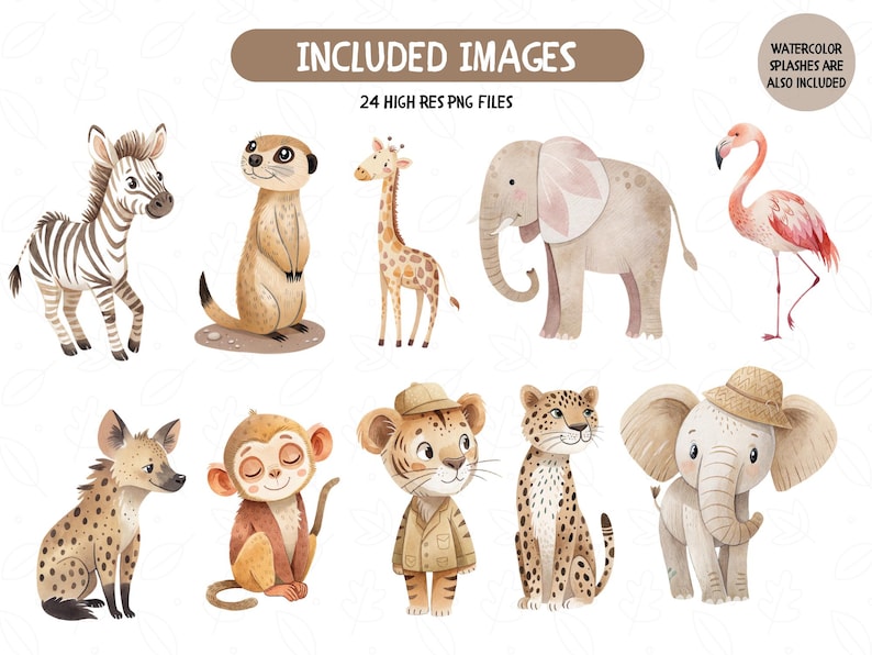 Safari Animals Clipart Set: Boho Jungle Adventure Theme (PNG Bundle) - Etsy