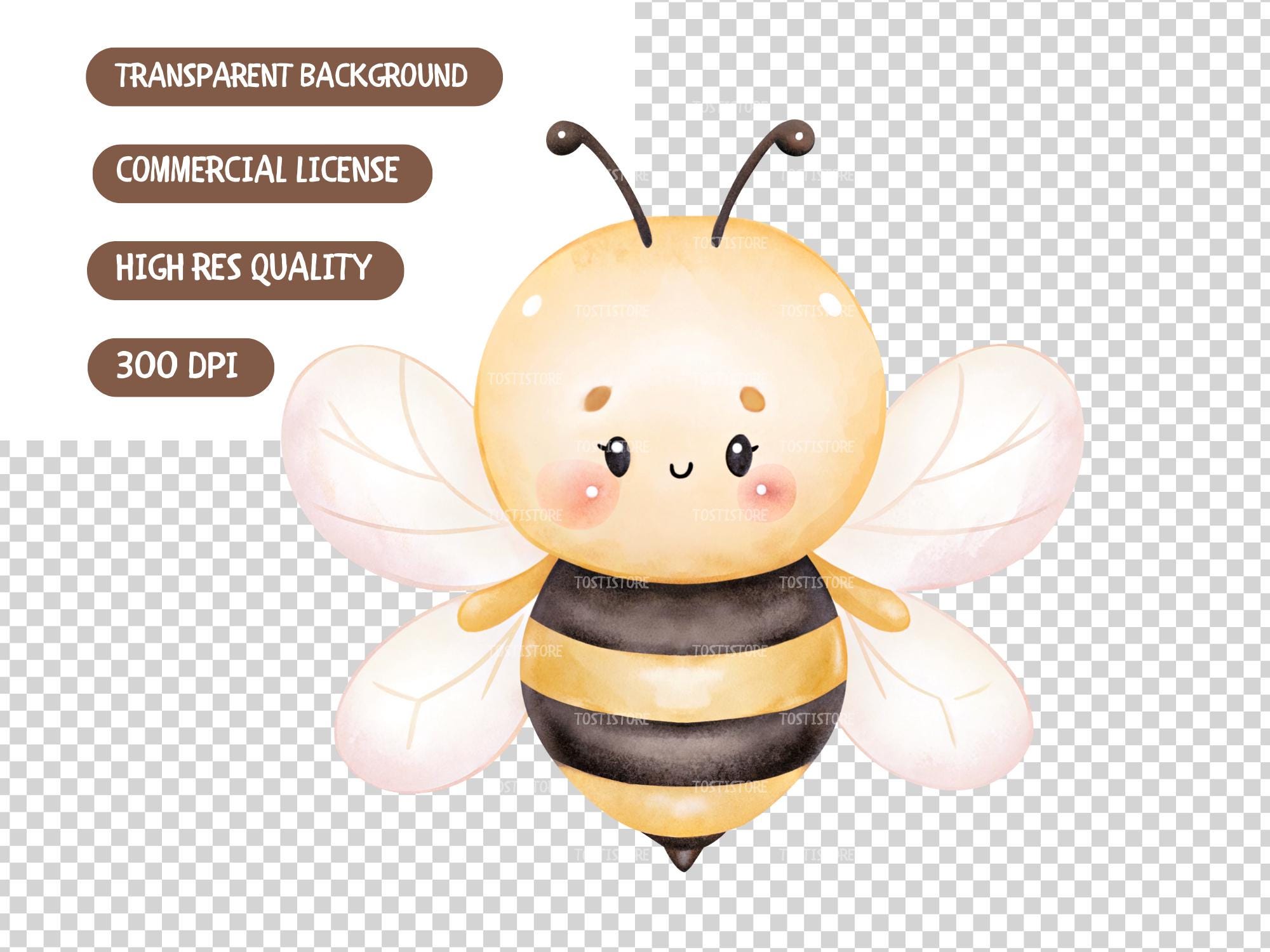 Cute Bee Watercolor Clipart, Baby Bee Clipart, Cute Bee Clip Art, Honey ...