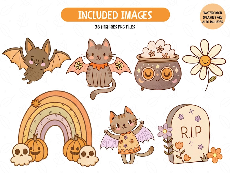 Groovy Halloween Clipart Bundle, Retro Ghost PNG (commercial Use) - Etsy