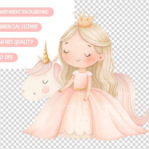 Watercolor Magical Kingdom Clipart, Cute Unicorn Clipart, Princess ...