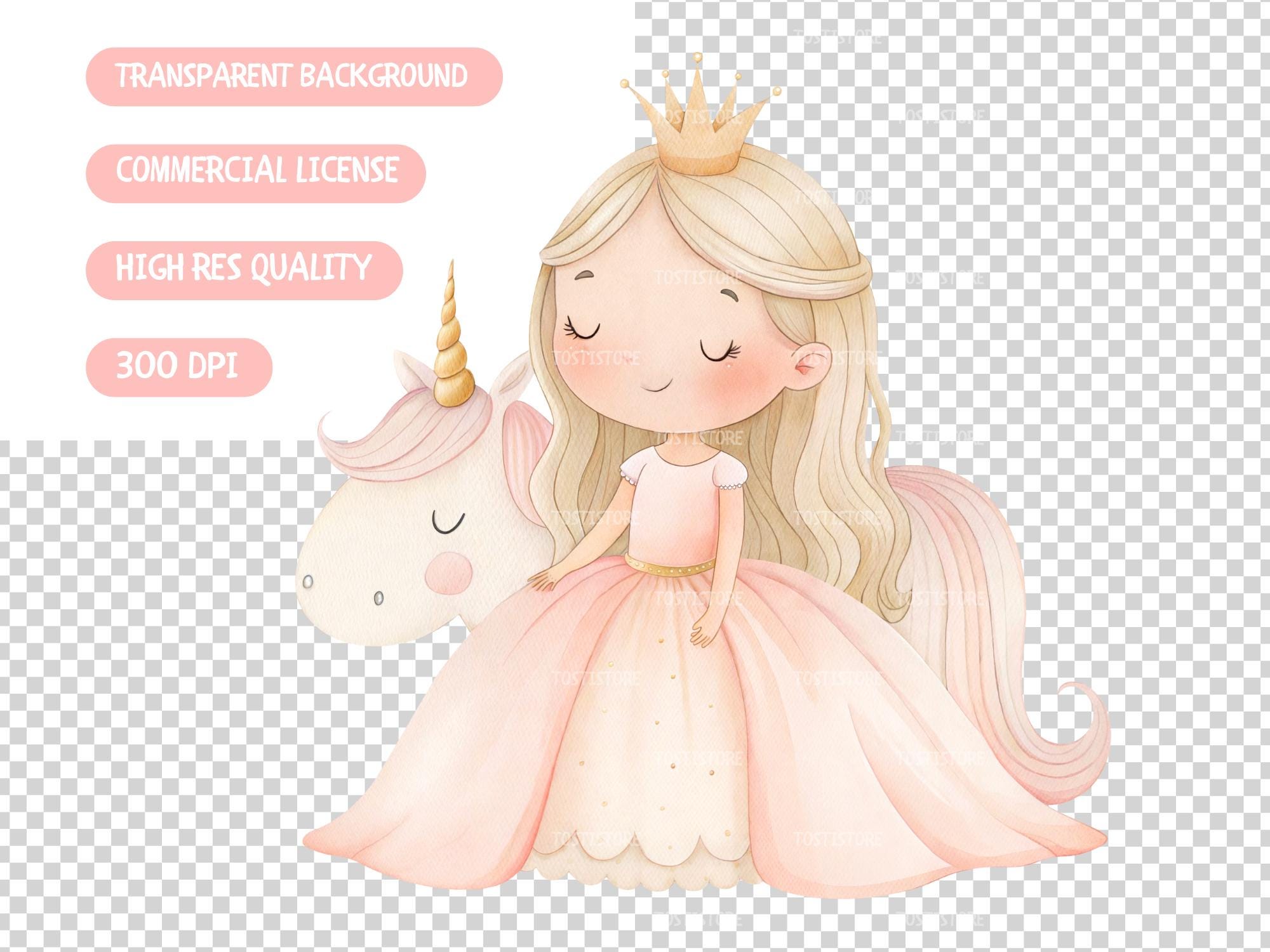 Watercolor Magic Kingdom Clipart, Cute Unicorn Clipart, Princess ...