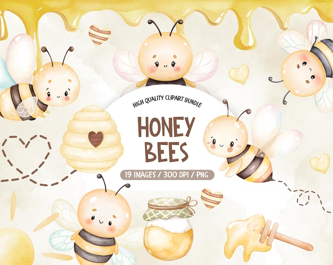 Honeybee PNG Clipart, Cute Bee Illustrations, Watercolor Bumblebee ...