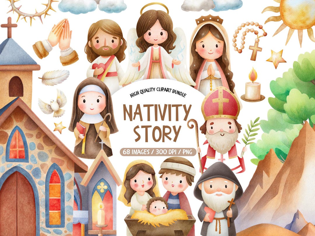 Watercolor Nativity Clipart Bundle: Birth of Jesus Art (commercial Use ...