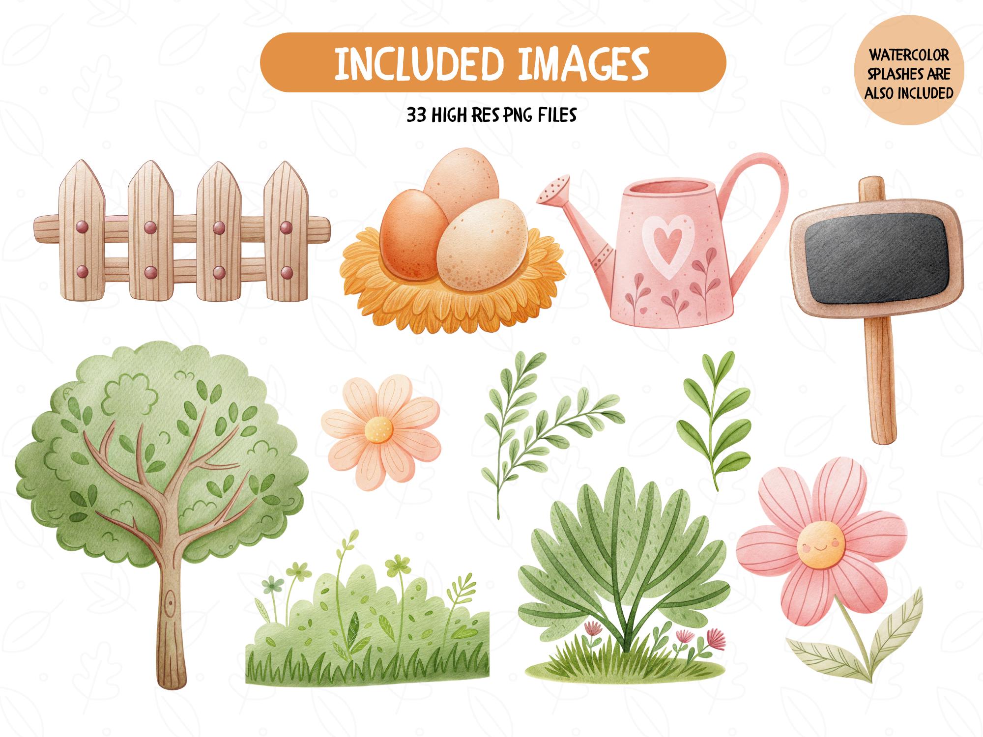 Cute Farm Clipart, Farm Animals Clipart, Farm Life Watercolor Clipart ...
