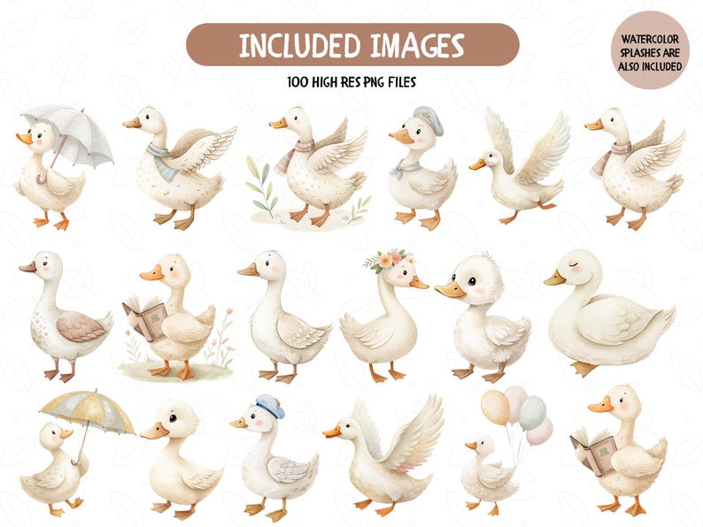 Watercolor Goose Clipart, Birthday Goose Clipart, Goose Baby Birthday ...