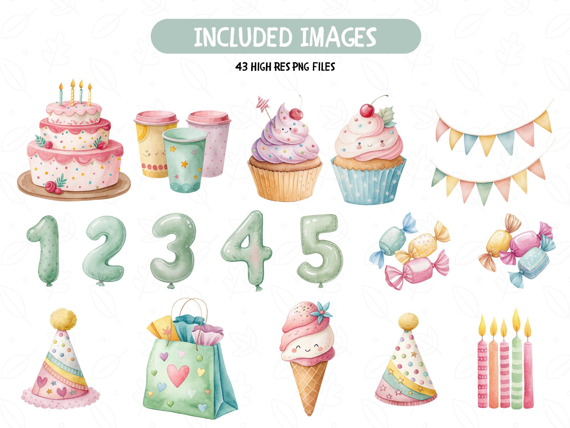Dino Birthday Clipart, Cute Dinosaur Clipart, Watercolor Baby Dino ...