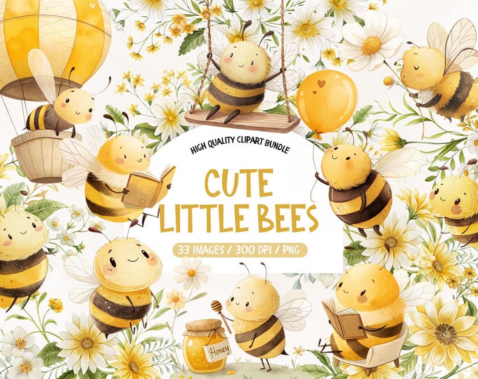 Honeybee PNG Clipart, Cute Bee Illustrations, Watercolor Bumblebee ...