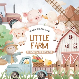 Farm Life Watercolor Clipart, Farm Animal Clip Art, Watercolor Clipart ...