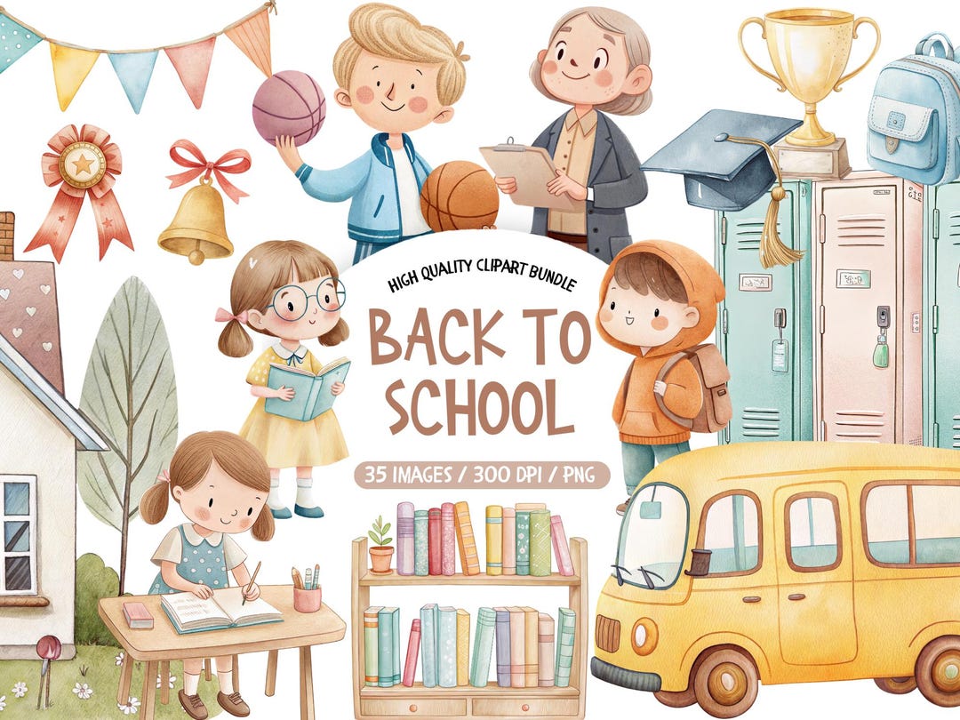School Clipart Bundle, Back to School Clipart, Art Supplies Clipart ...