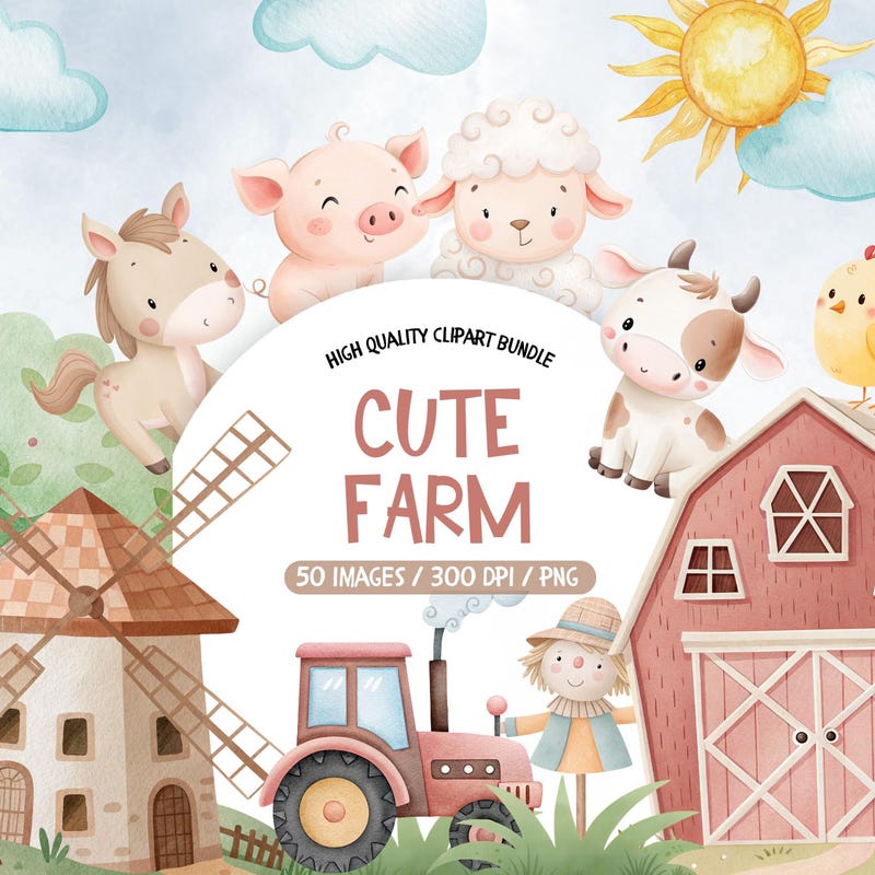 Farm Animal Clipart - Etsy