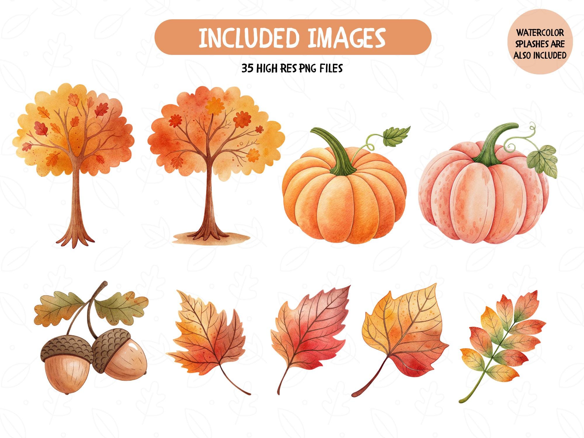 Cozy Autumn Clipart, Harvest Leaves Clipart, Watercolor Autumn Clipart ...