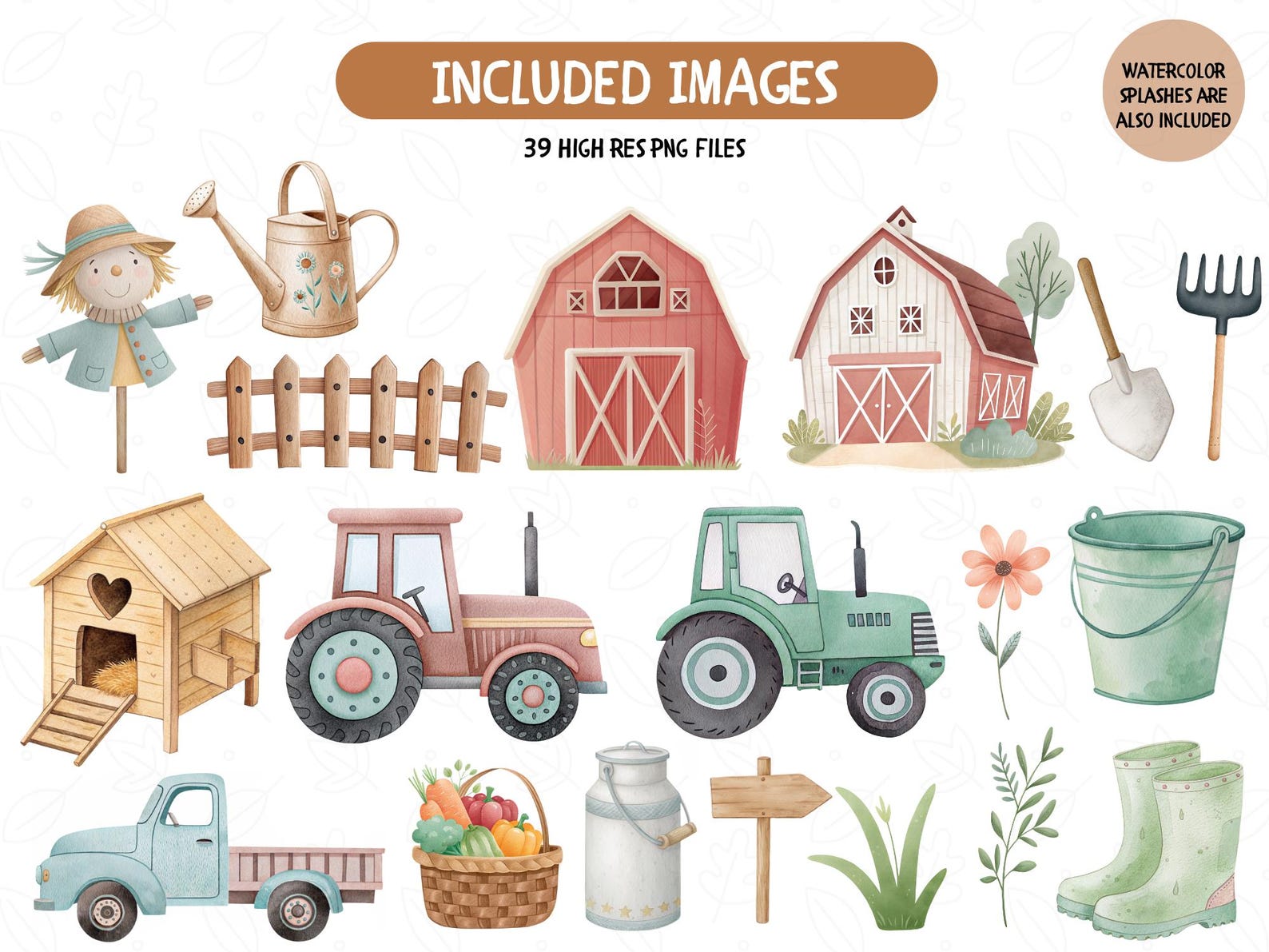 Farm Life Watercolor Clipart, Farm Animal Clip Art, Watercolor Clipart ...