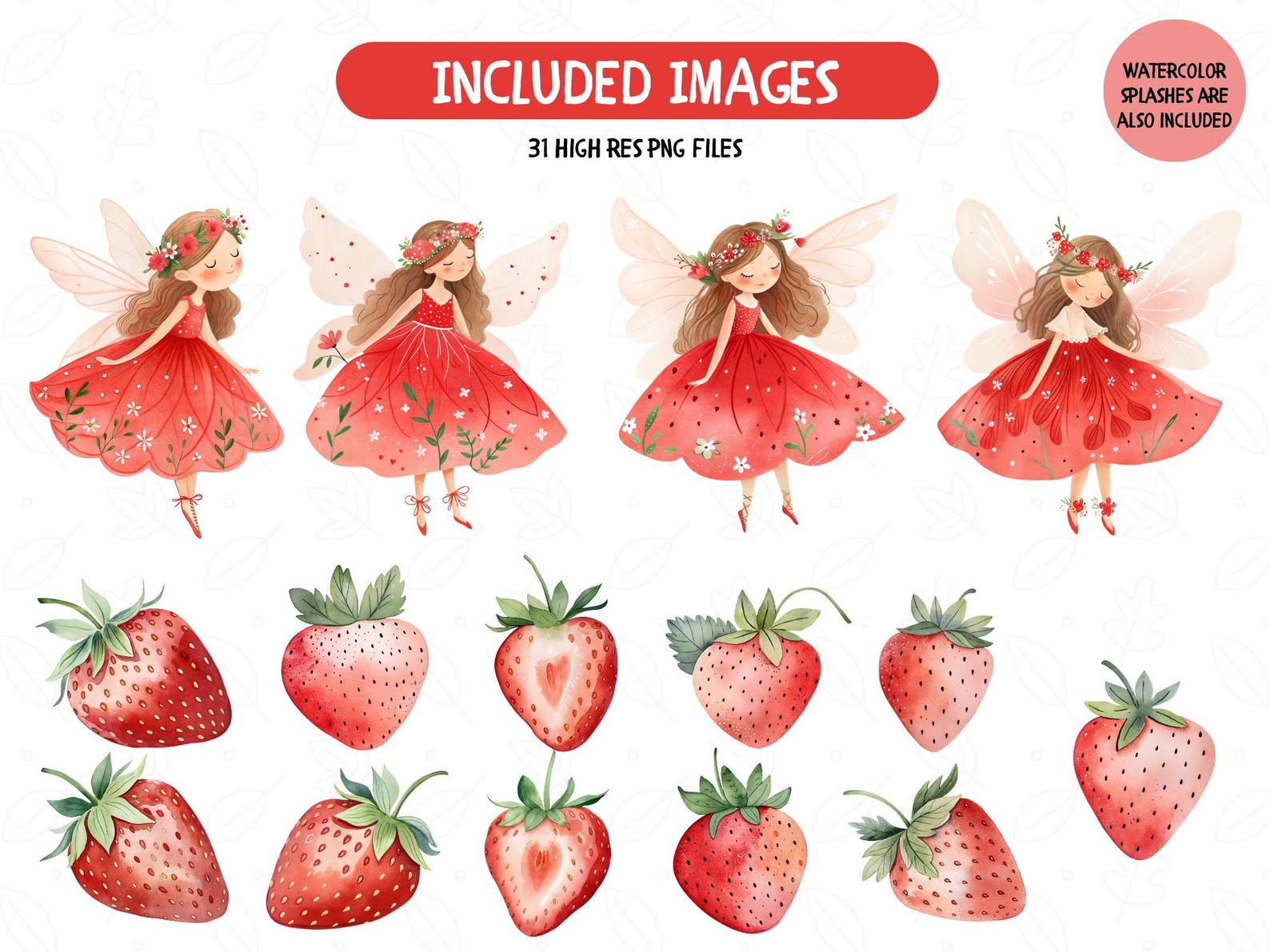 Watercolor Strawberry Fairy Clipart, Fairy Garden Clipart Watercolor ...