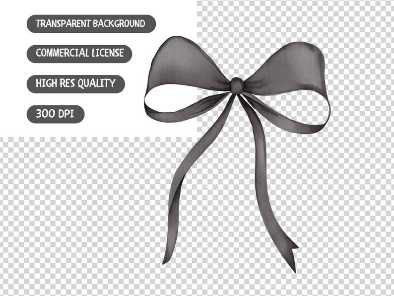 Black Coquette Clipart Bundle: Bows & Ribbons – (commercial Use) - Etsy