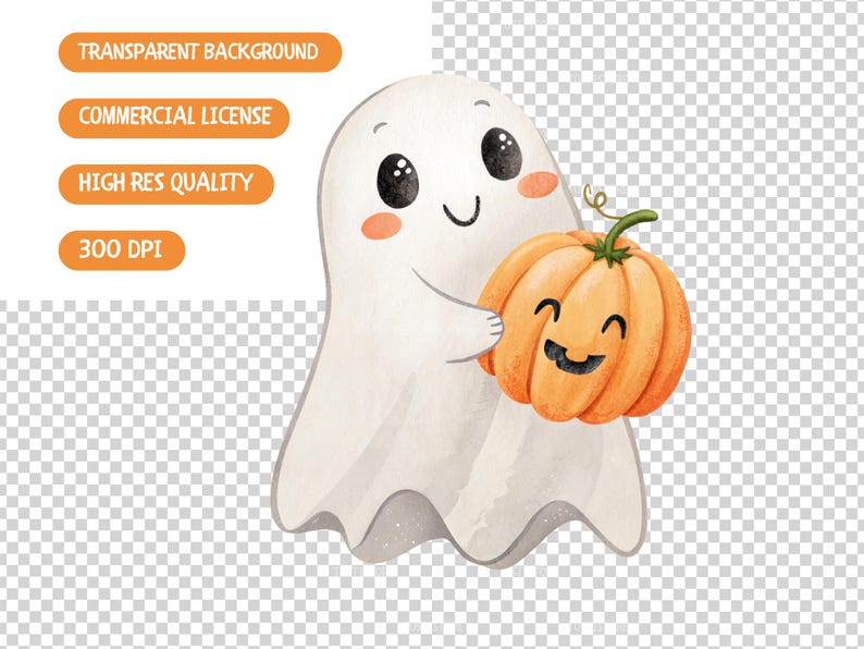 Cute Halloween Clipart, Halloween Illustrations Bundle, Pumpkin Clip ...