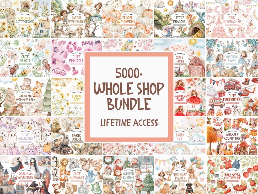 Whole Shop Clipart Bundle, Unlimited Lifetime All Access Pass, Entire ...